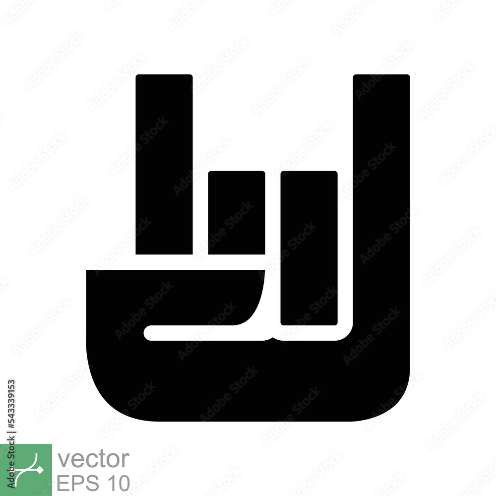 Rock on concert gig hand gesture icon. Simple solid style. Hardcore ...