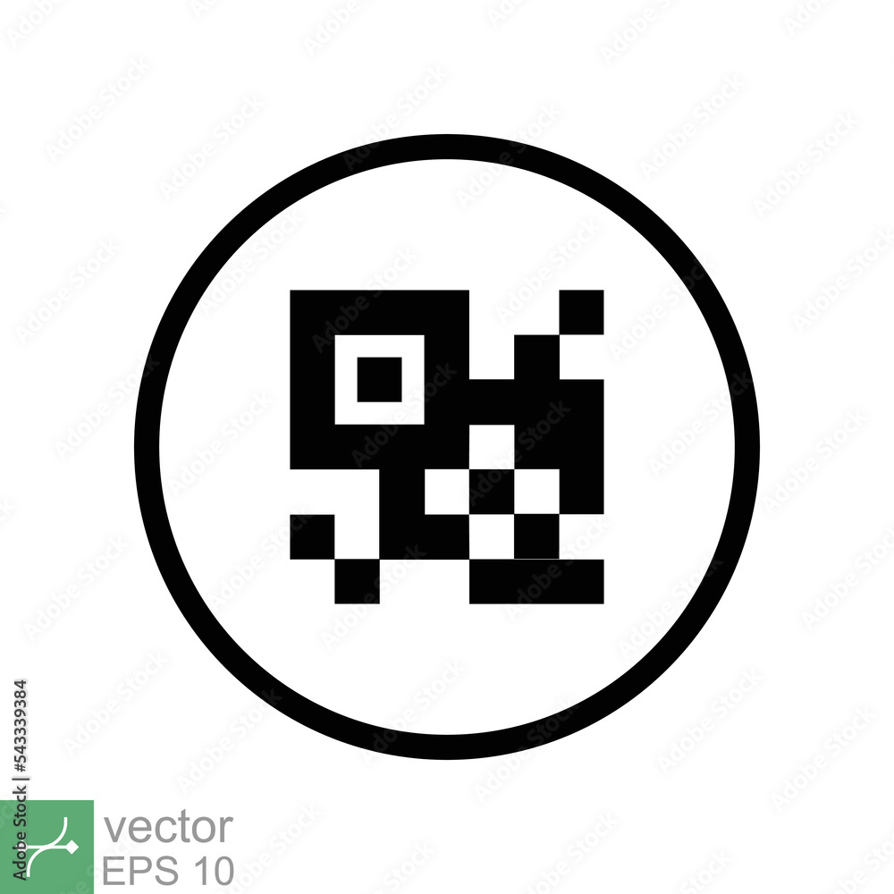 Scan qr code icon. Simple flat style. Scanning black round qr badge on ...