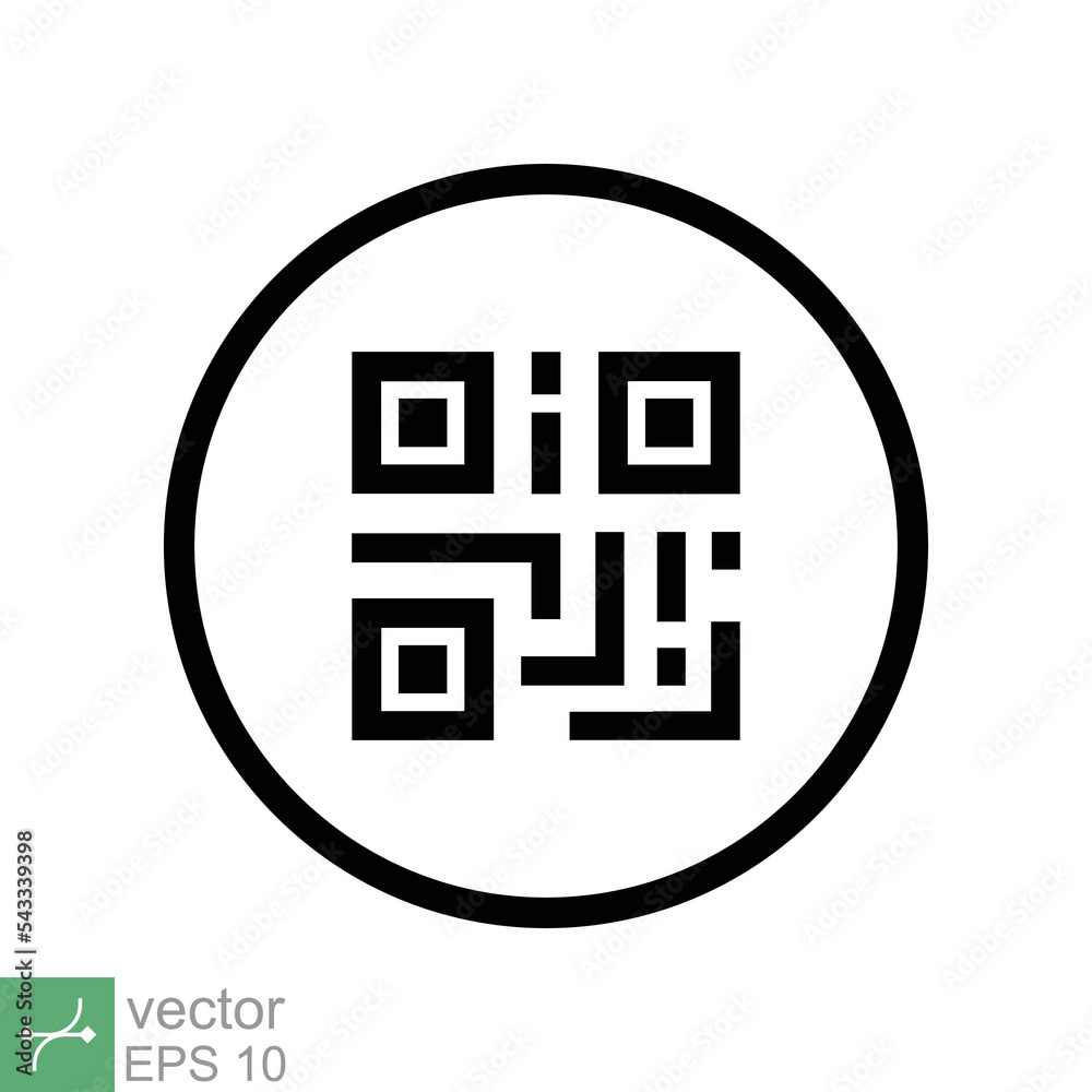 Scan qr code icon. Simple flat style. Scanning black round qr badge on ...