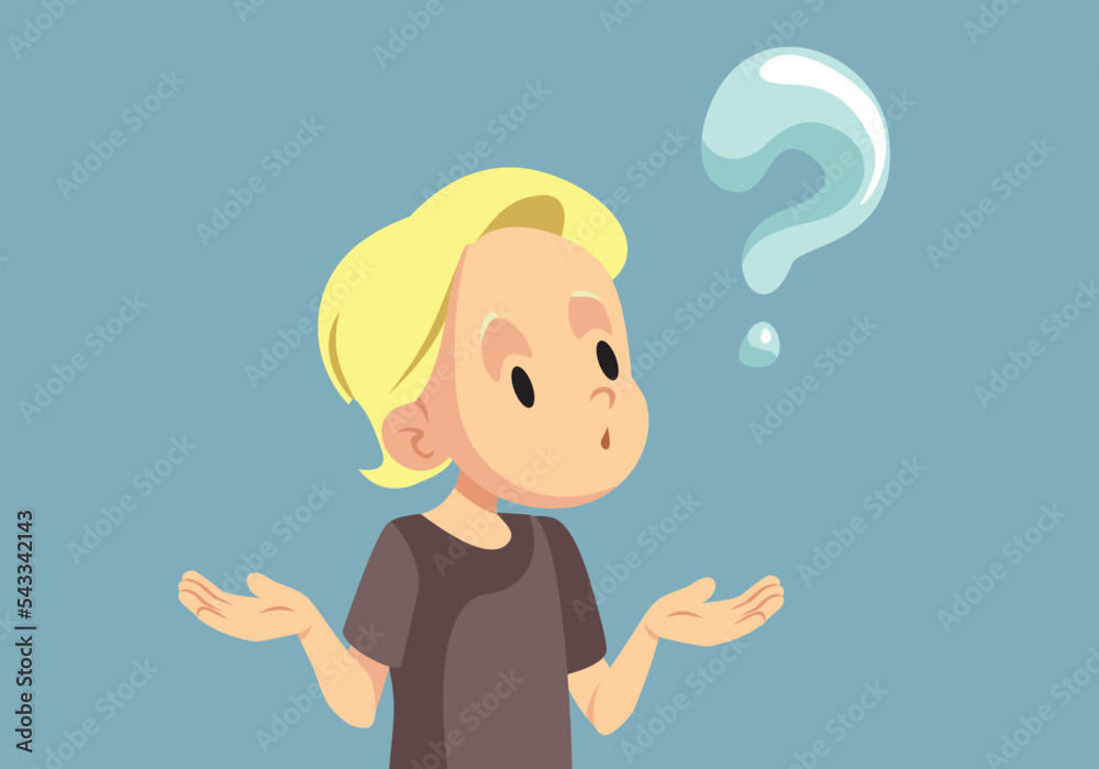 Little Toddler Having Questions about Life Vector Cartoon Illustration ...