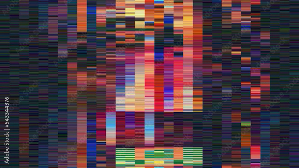 Horizontal distortion of a broken video image on black background, VHS ...
