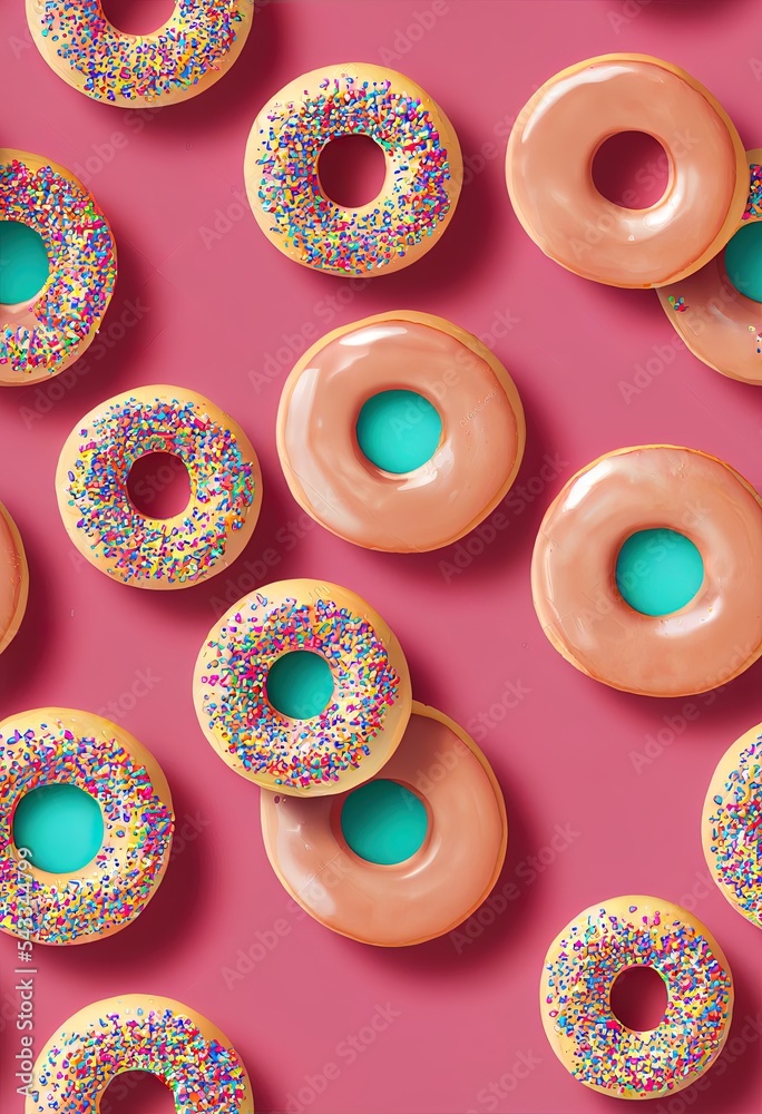 Doughnut glaze. Sweet donut cream. Seamless pattern. 3d realistic 2d ...