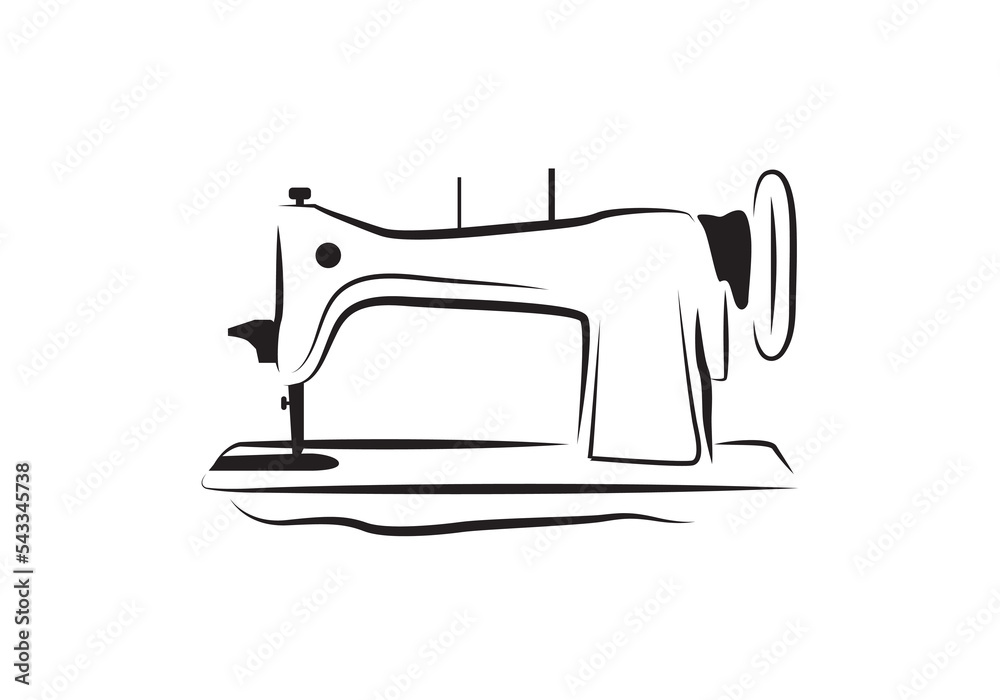 Sewing Machine Silhouette Vector Isolated On White Manual Tailoring