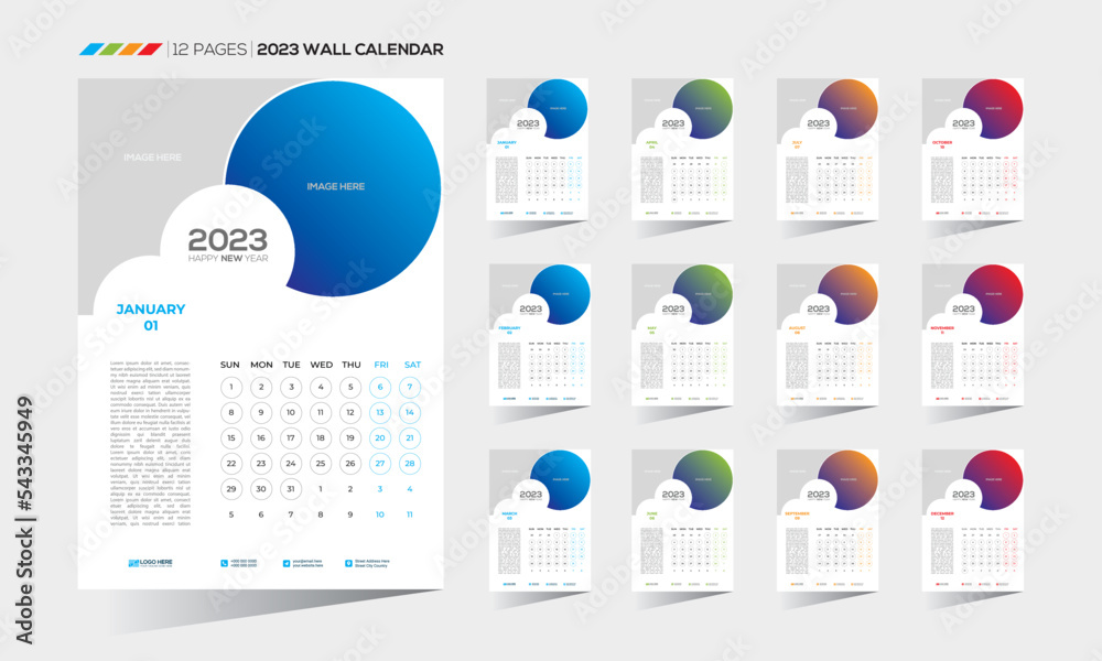 2023 wall vector calendar design Stock Vector | Adobe Stock