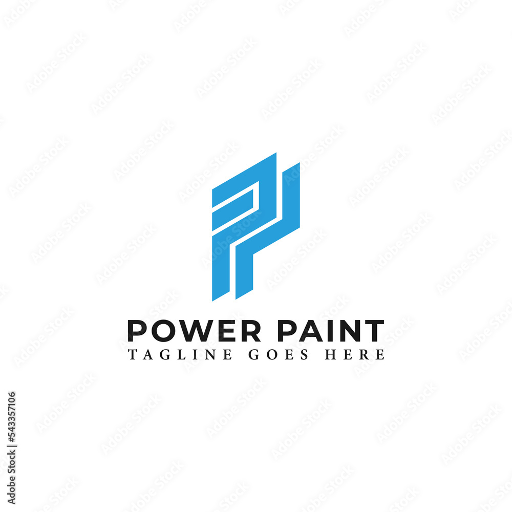 Abstract initial letter P or PP logo in blue color isolated in white ...