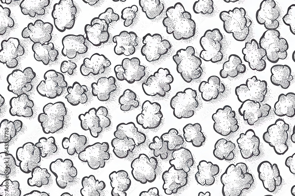 Popcorn fluffy flakes outlined on white background, 2d illustrated ...