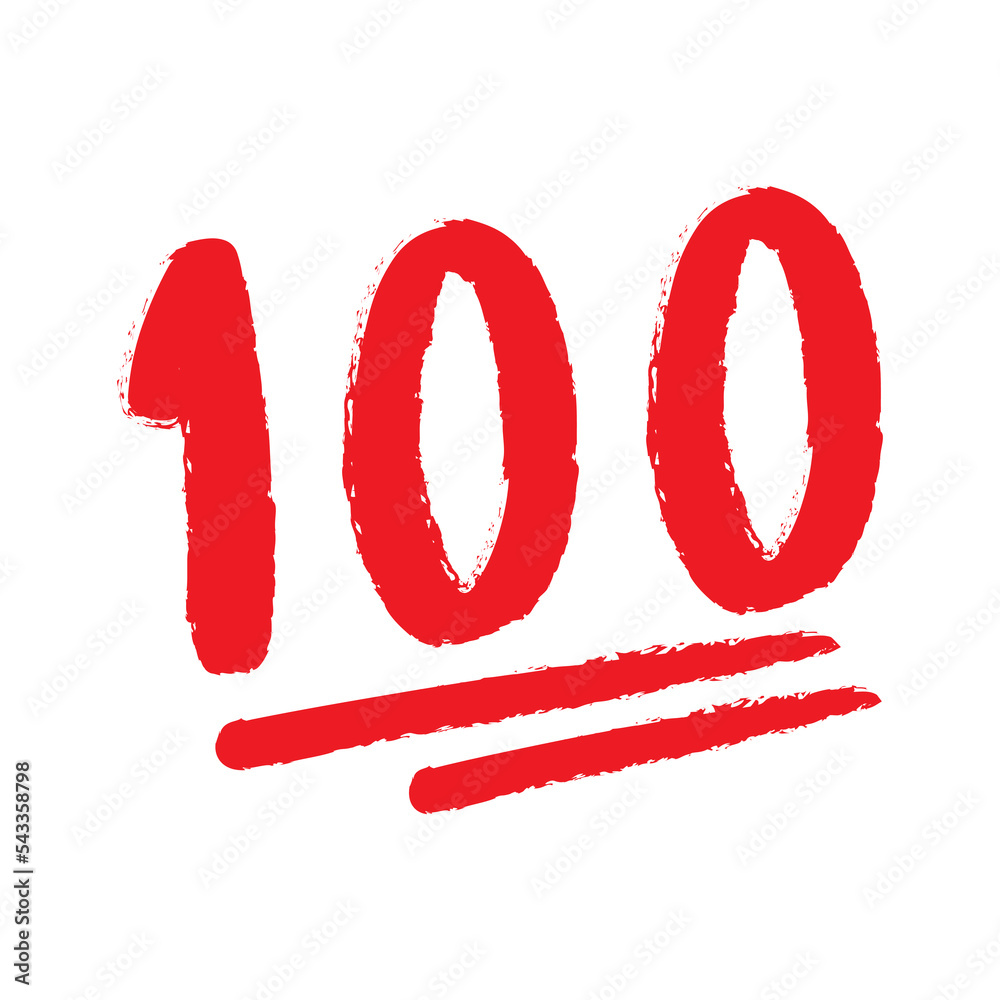 Emoji badge number 100 isolated white background. doodle style One ...