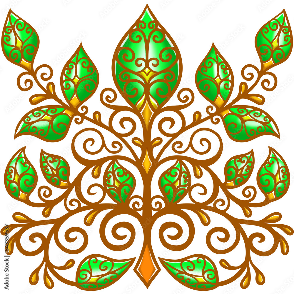 Drawing green floral Stock Illustration | Adobe Stock