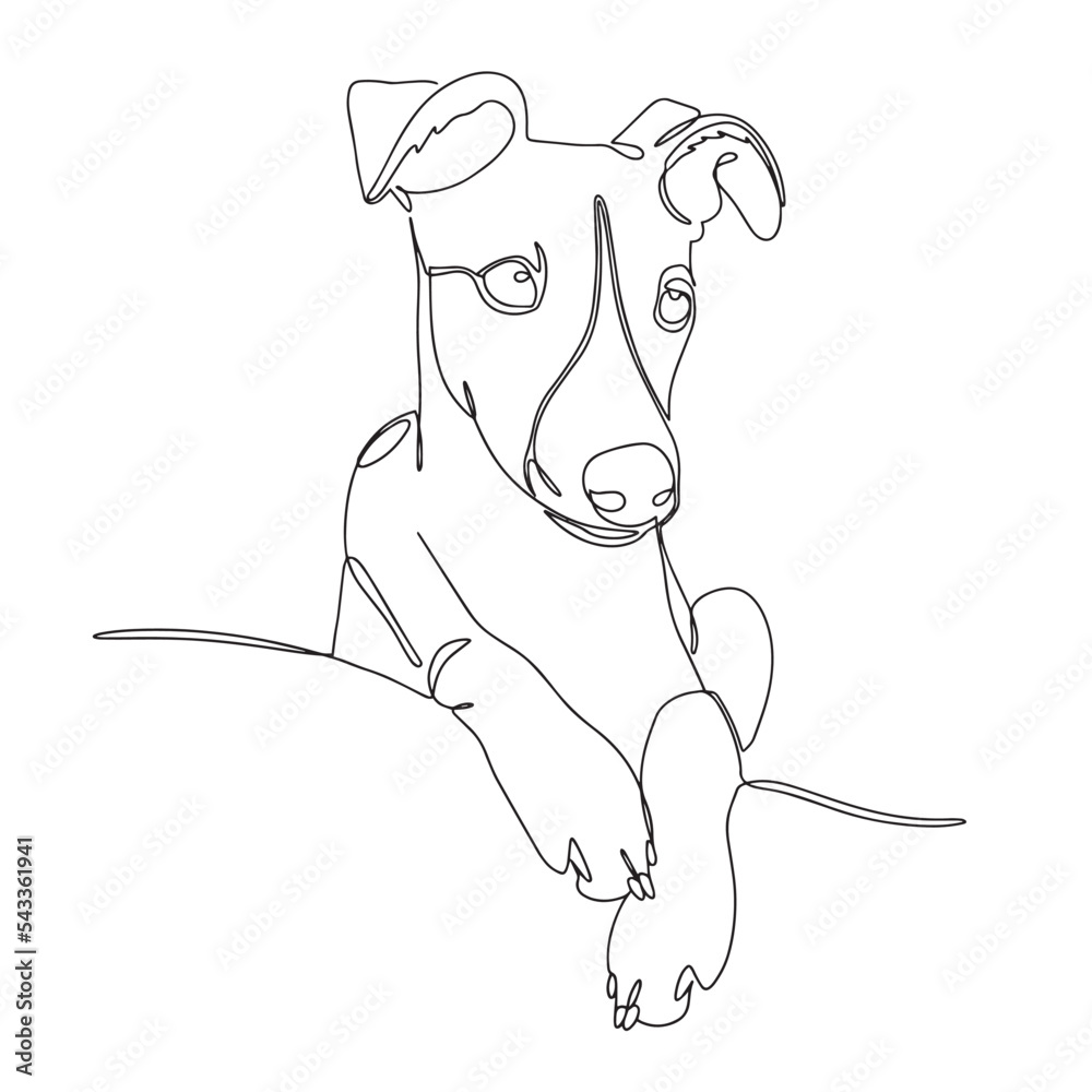 Portrait of a dog in one line. Whippet ,greyhound realistic silhouette ...