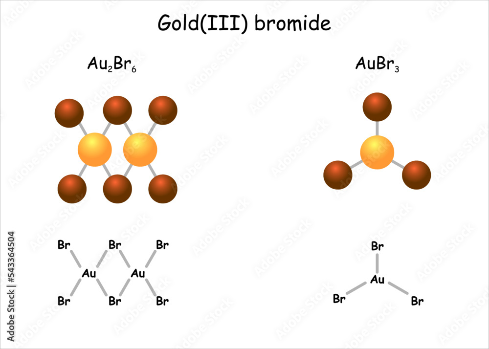 Stylized Molecule Model Structural Formula Of Gold Iii Bromide Stock Vector Adobe Stock