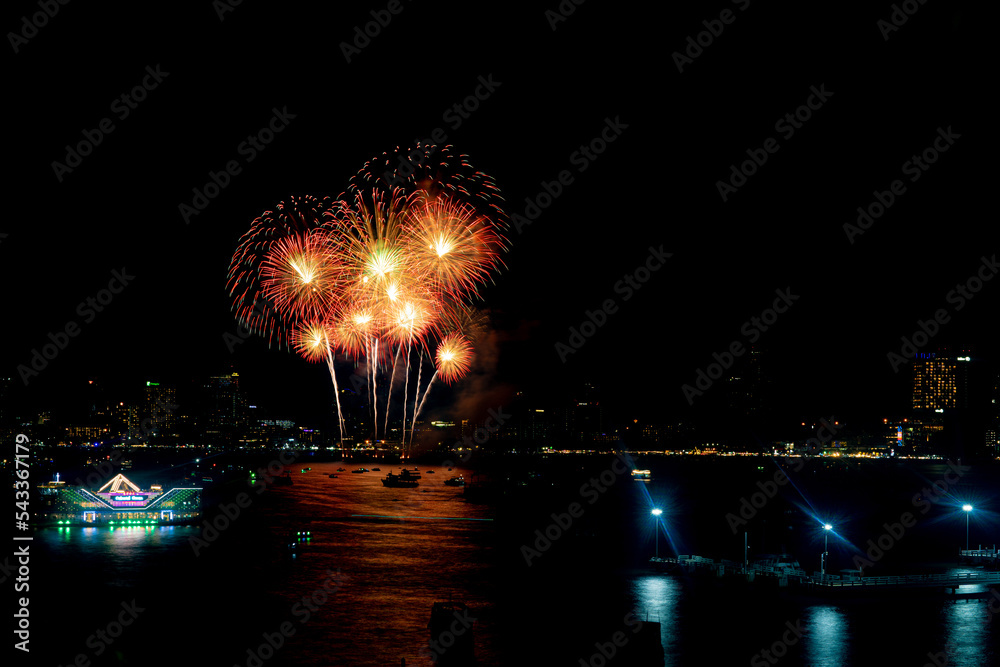 PATTAYA, THAILAND - MAY 24: The Colorful fireworks with colorful ...
