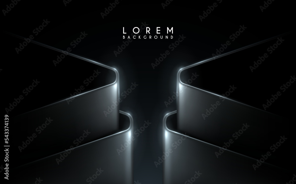 Abstract metal shapes on black background Stock Vector | Adobe Stock