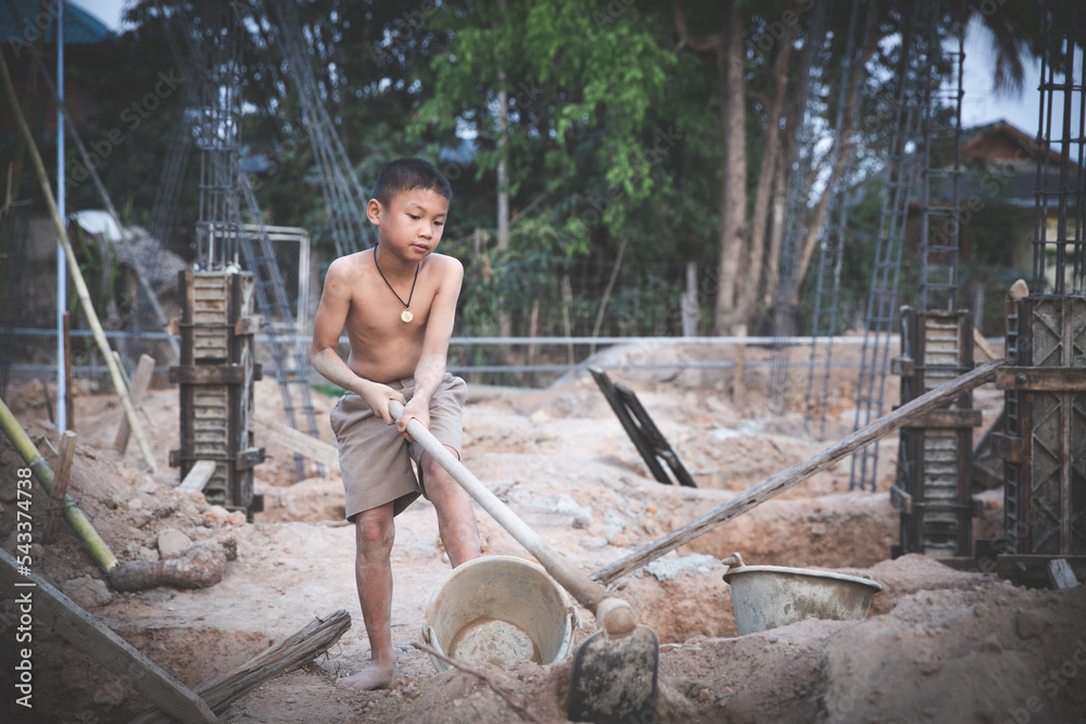 Poor children are forced to work construction, Violence children and ...