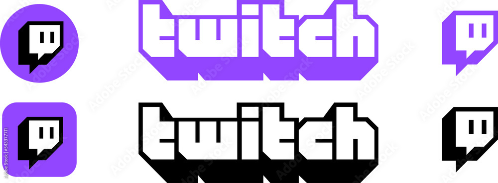 Set of vector Twitch logos on transaprent background. Logo of a popular ...