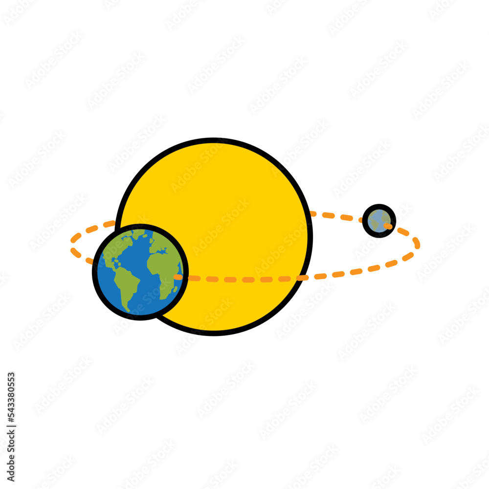 Position of earth relative to sun isolated vector illustration for ...
