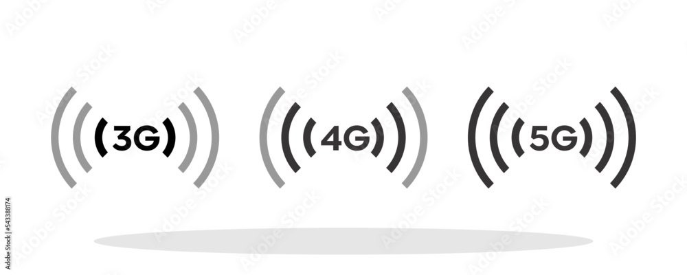 3G, 4G, 5G icons in trendy flat style. Mobile networks symbol for your ...