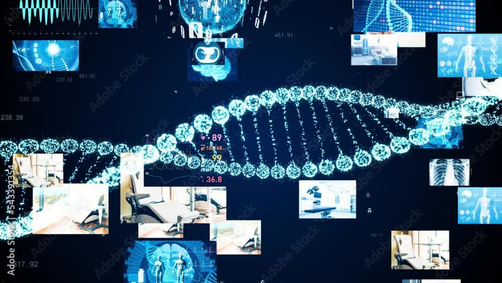 Genetic information and medical technology concept. Regenerative ...
