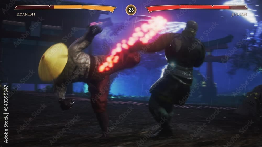 Warriors Fighting In Martial Arts Tournament Of Modern Console Game ...