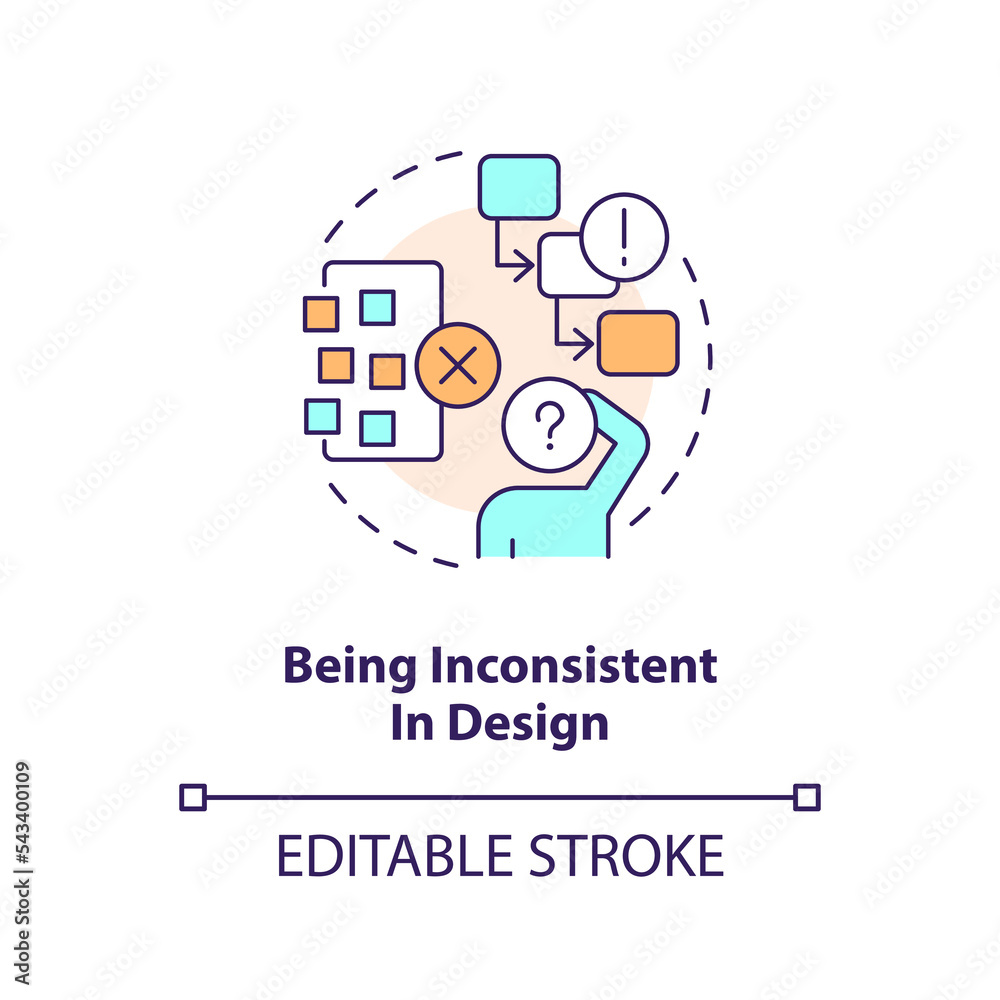 Inconsistency concept icon. App usability. Frequent user experience ...