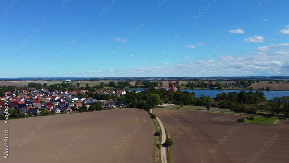 blue sky with white clouds. Breathtaking aerial view flight boom slide ...