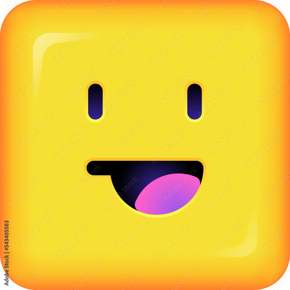 Cool square Emoticon. Yellow Emoji faces emoticon smile, digital smiley ...