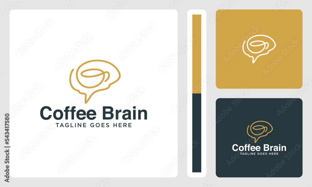 coffee cup brain outline template logo Stock Vector | Adobe Stock