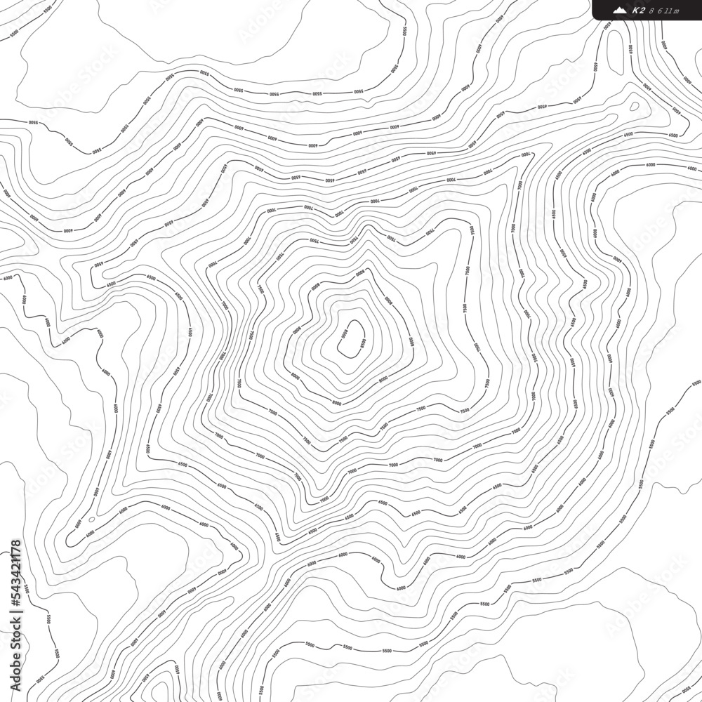 Vector background with black textured topographical contour of K2 Stock ...