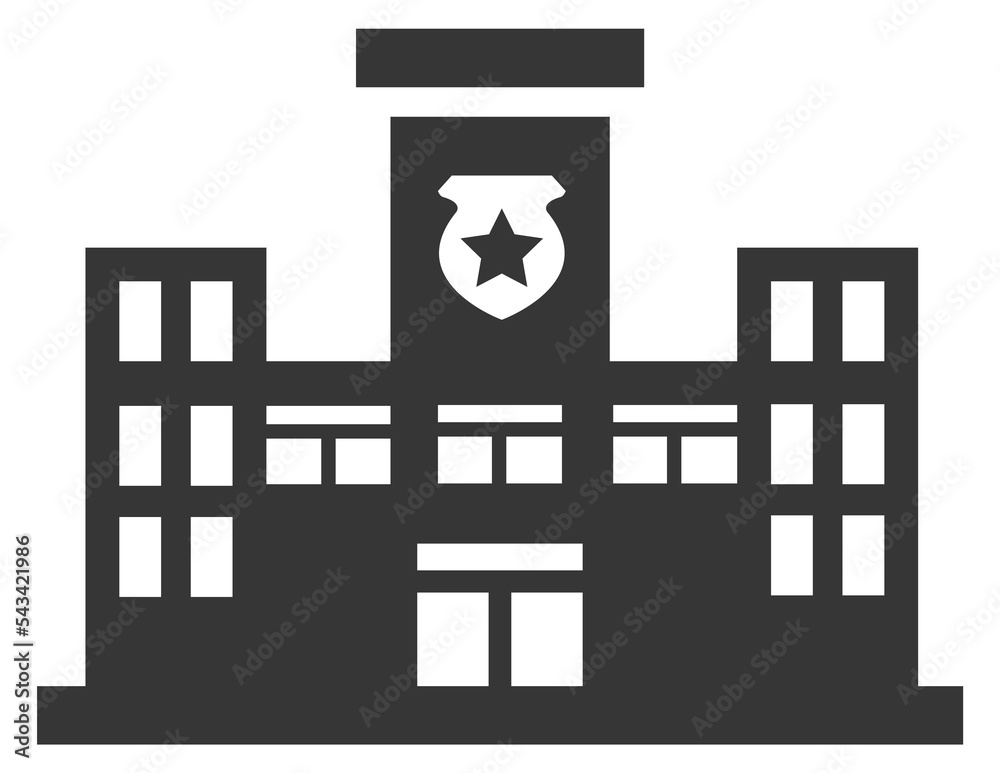 Police department icon. Public service facade symbol Stock Illustration ...