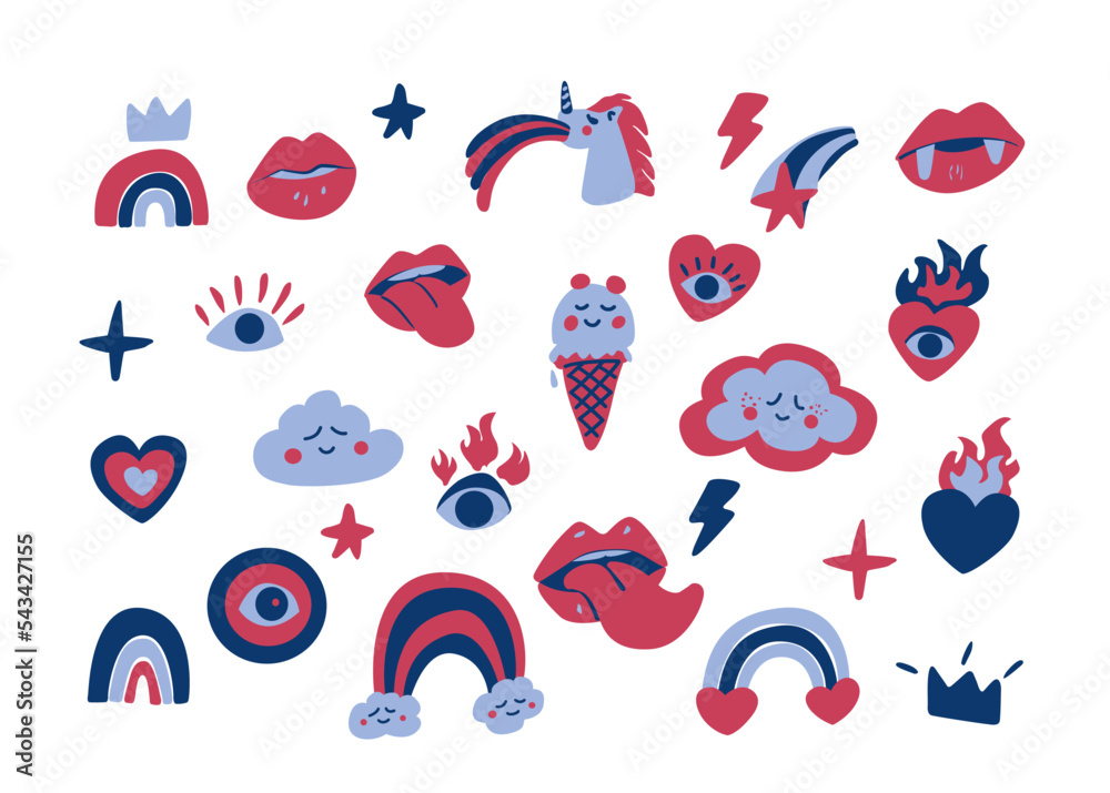 Set de ilustraciones para stickers, colección de ilustraciones ...