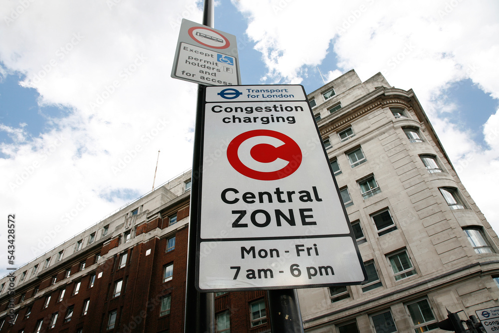 London congestion charge zone sign Stock Photo | Adobe Stock