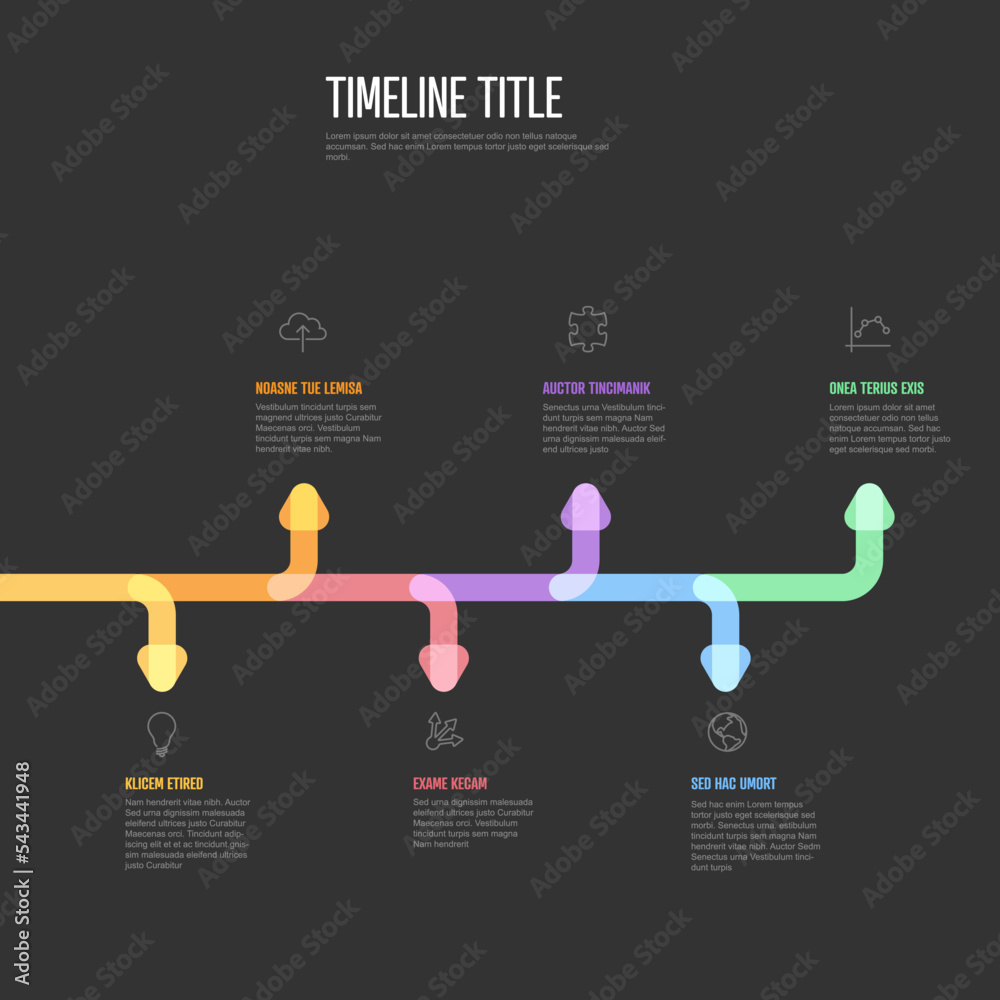 Dark Infographic Company Milestones thick line Timeline Template with ...