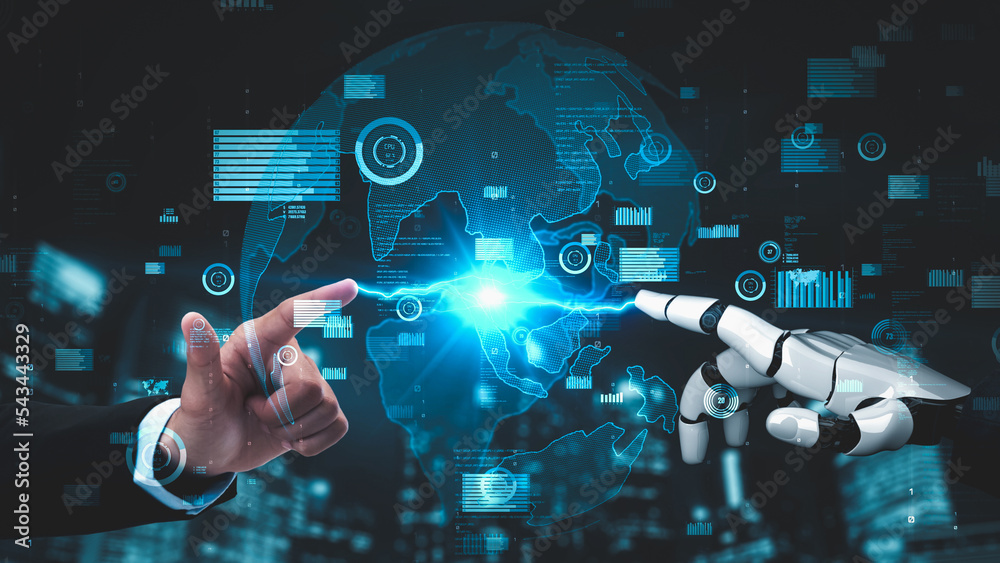 Futuristic robot artificial intelligence enlightening AI technology ...