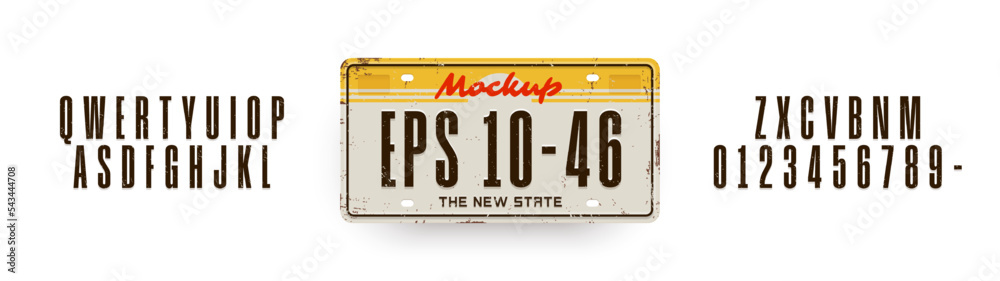 Old License plate constructor. Old License car plates. Embossed latin ...