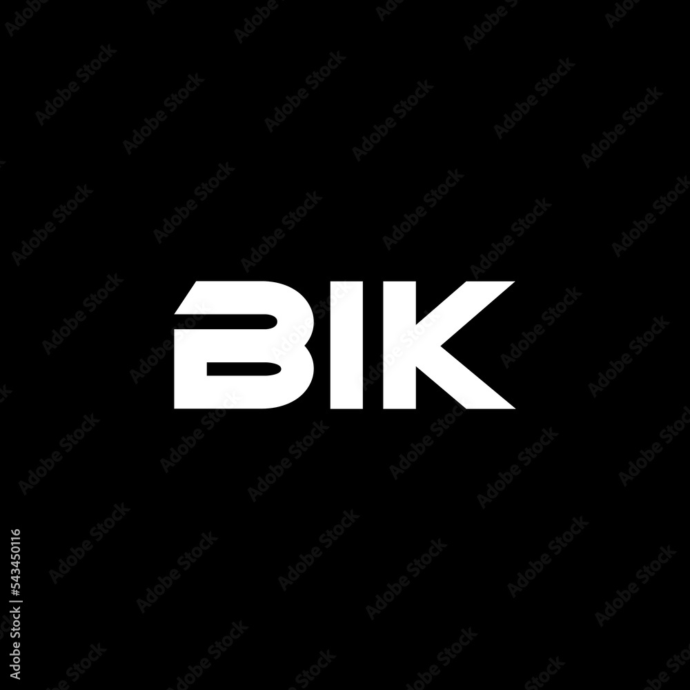 BIK letter logo design with black background in illustrator, vector ...