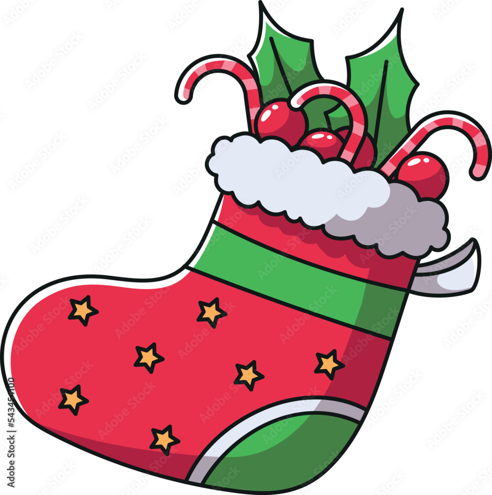 Vector illustration of a cute cartoon Christmas sock Stock Vector ...