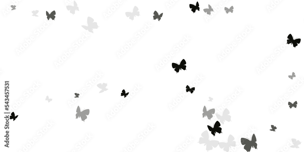 Romantic black butterflies flying vector background. Summer vivid moths ...