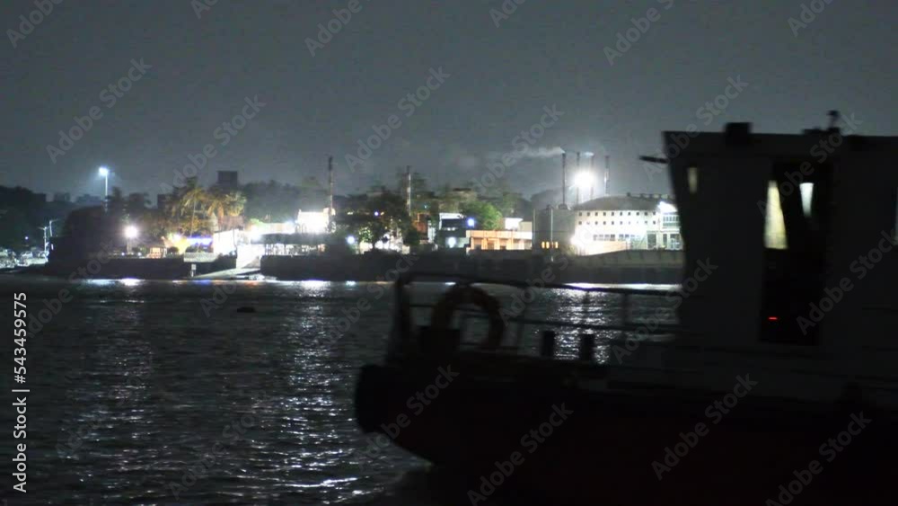 Nightscape of the ship on the river Ganges, Kolkata, India Stock Video ...