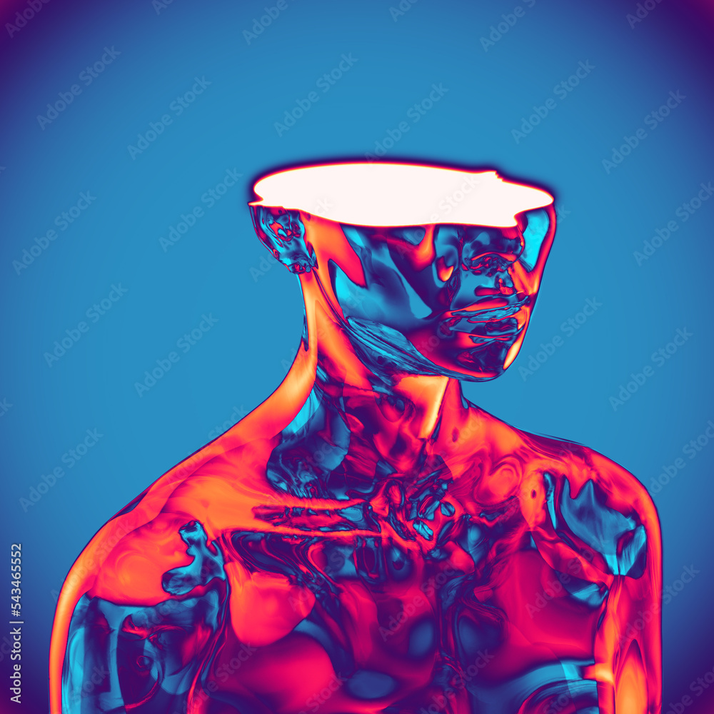 Abstract concept illustration from 3D rendering of a transparent ...