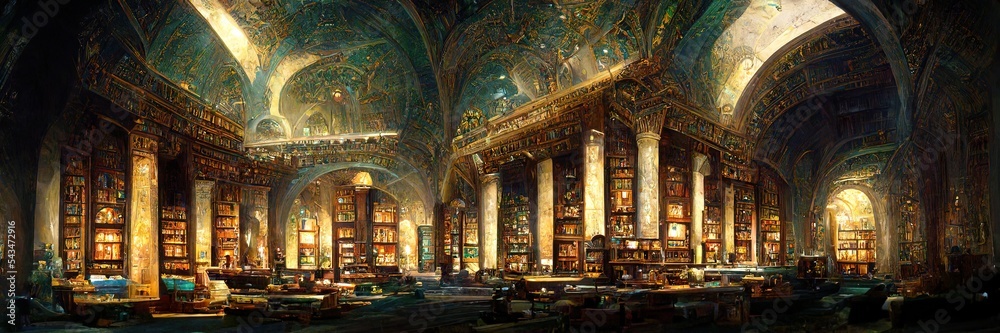 The ancient majestic hall of the library. Beautiful ceremonial hall ...