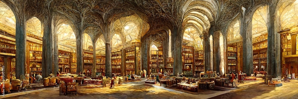 The ancient majestic hall of the library. Beautiful ceremonial hall ...