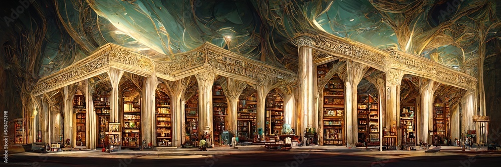The ancient majestic hall of the library. Beautiful ceremonial hall ...