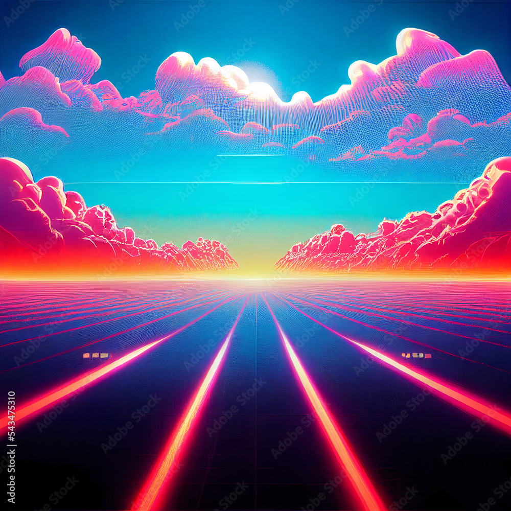 SynthWave Outrun Music Album Cover Artwork Stock Illustration | Adobe Stock