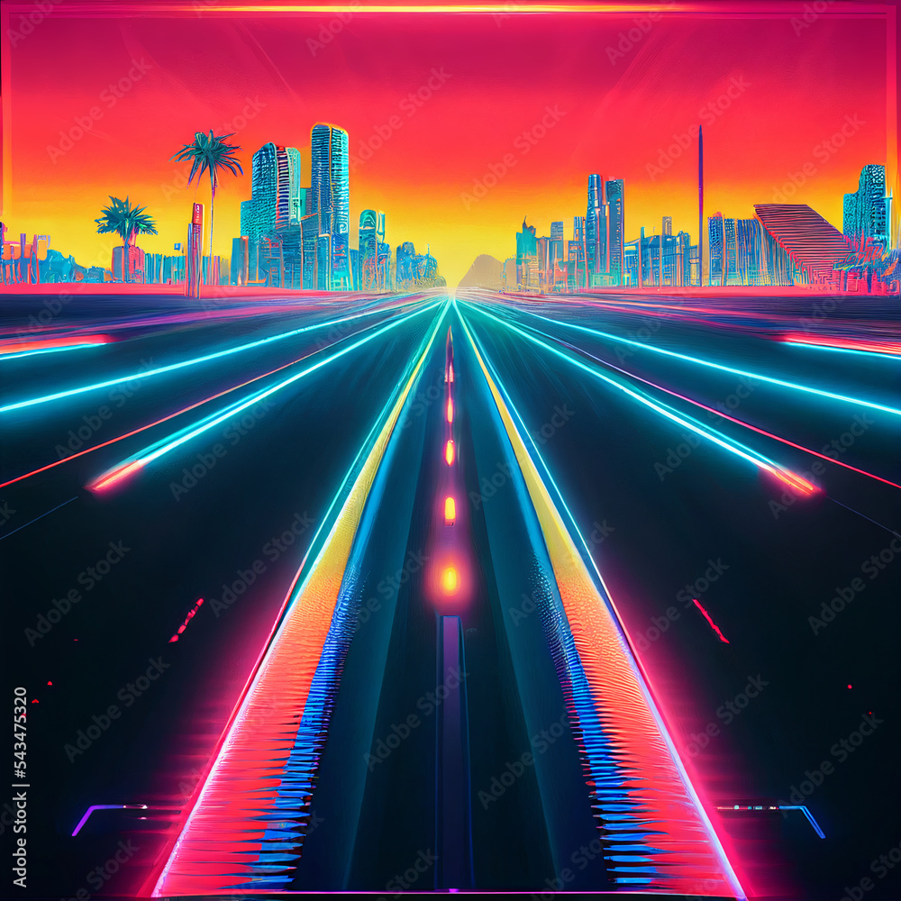 SynthWave Outrun Music Album Cover Artwork Stock Illustration | Adobe Stock