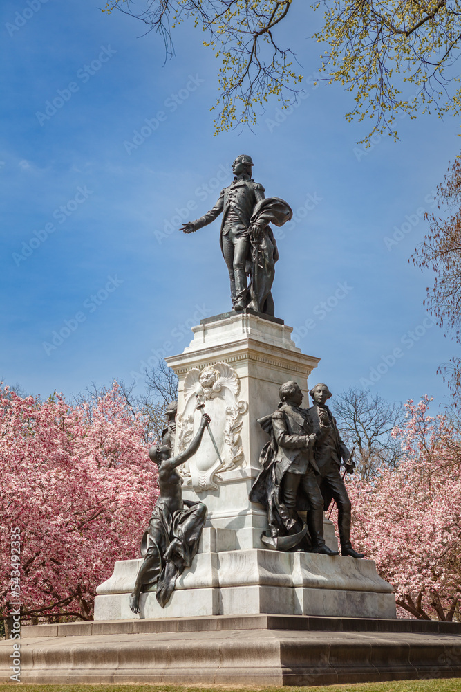 Bronze statue of Revolutionary War hero Marquis de Lafayette at ...