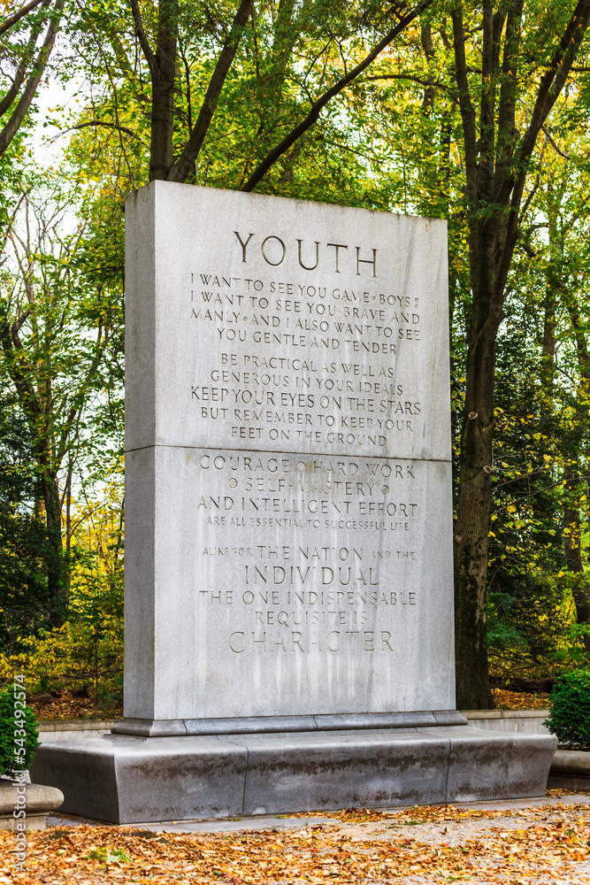 Granite stone tablet measuring 21-feet tall inscribed with quote from ...