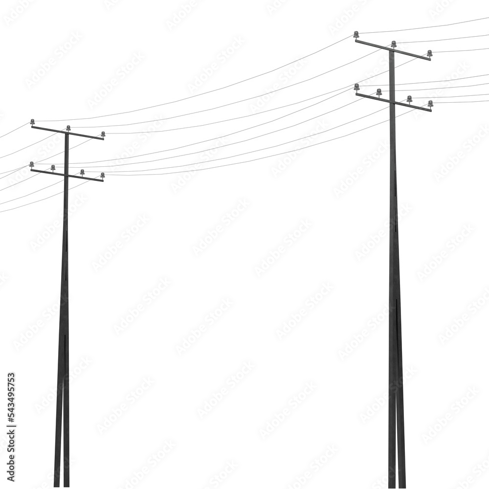 3d rendering illustration of a steel utility pole Stock Illustration ...