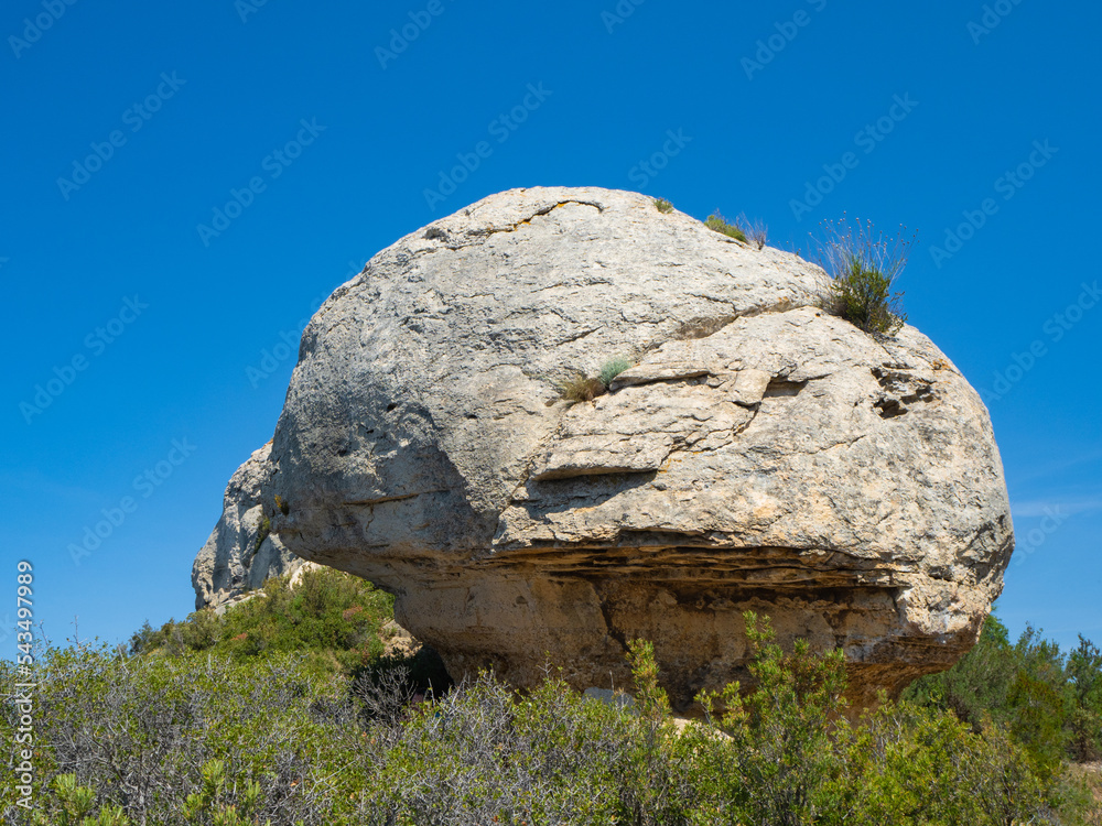 Calanques, France - May 18th 2022: A giant rock ball under the blue sky ...