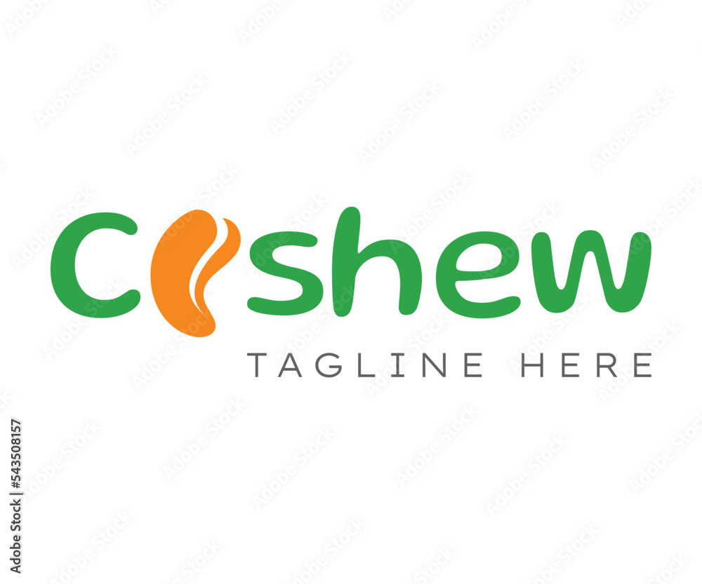 Cashew nut logo design. Lettering CASHEW with cashew nut icon. Fresh ...