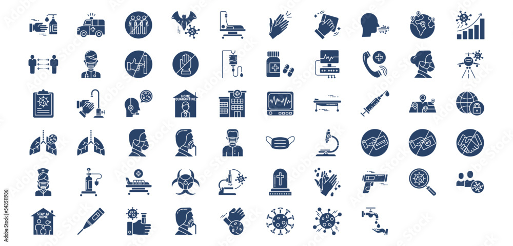 Collection of icons related to Hygiene and covid virus, including icons ...