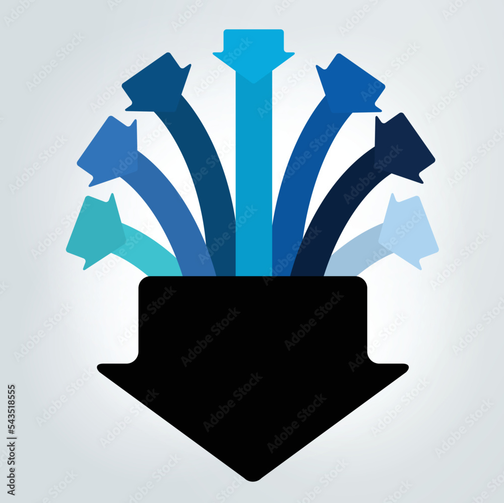 Arrows merging into one point. Infographics chart, scheme. Stock Vector ...